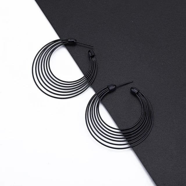 High Quality Black Layered Hoops– Oralia India