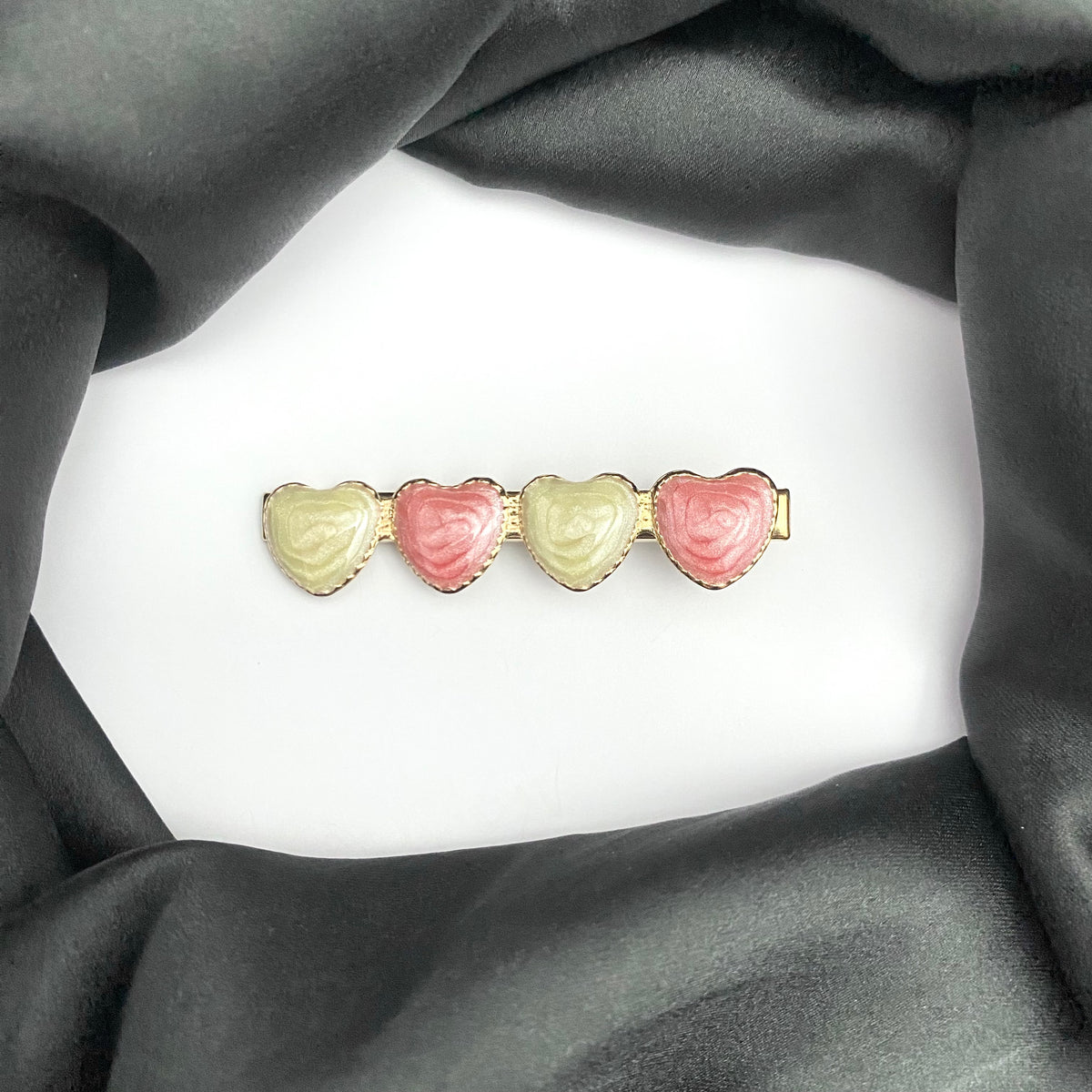 Pink And Cream Heart Hair Pin– Oralia India