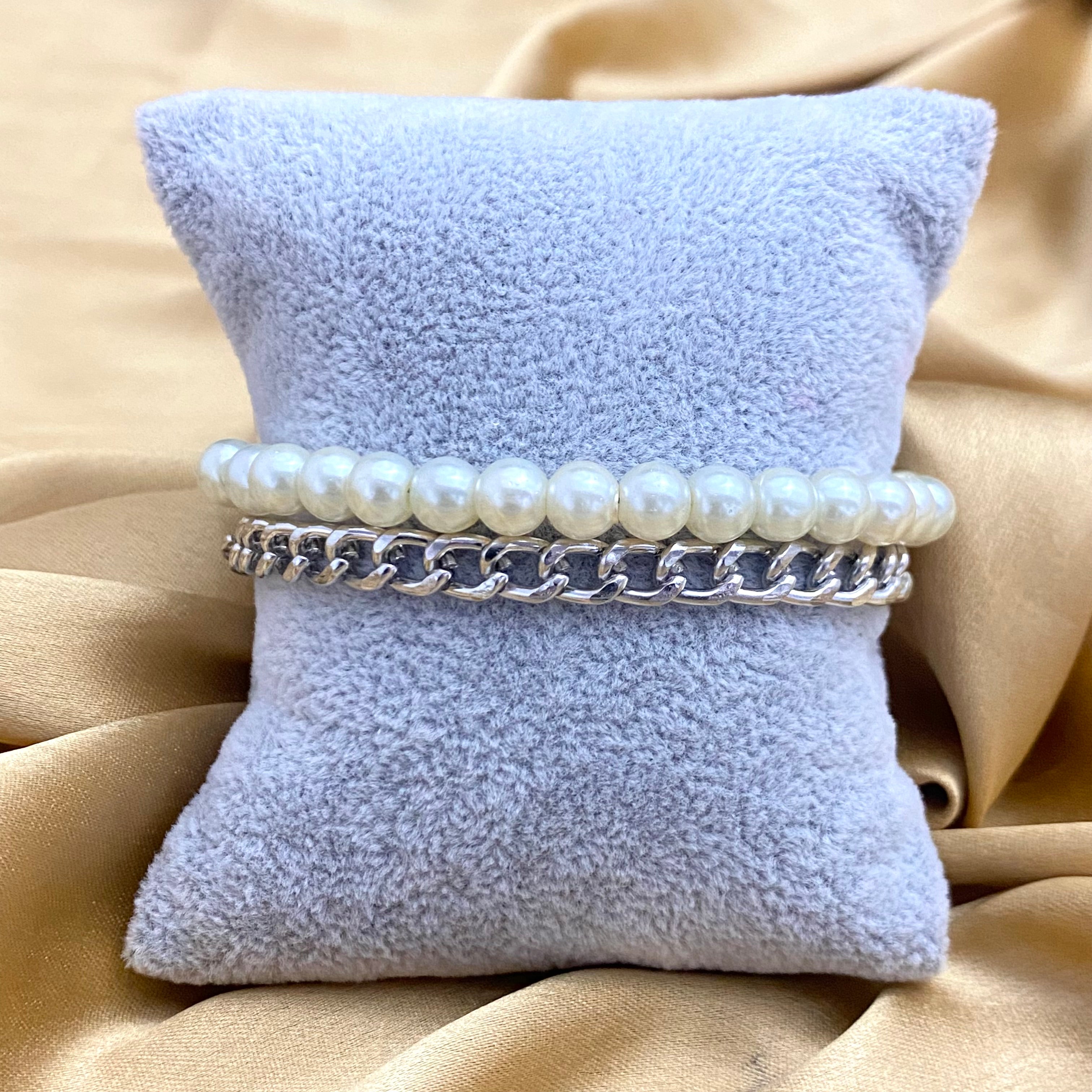 Double Layered Pearl Chain Bracelet– Oralia India