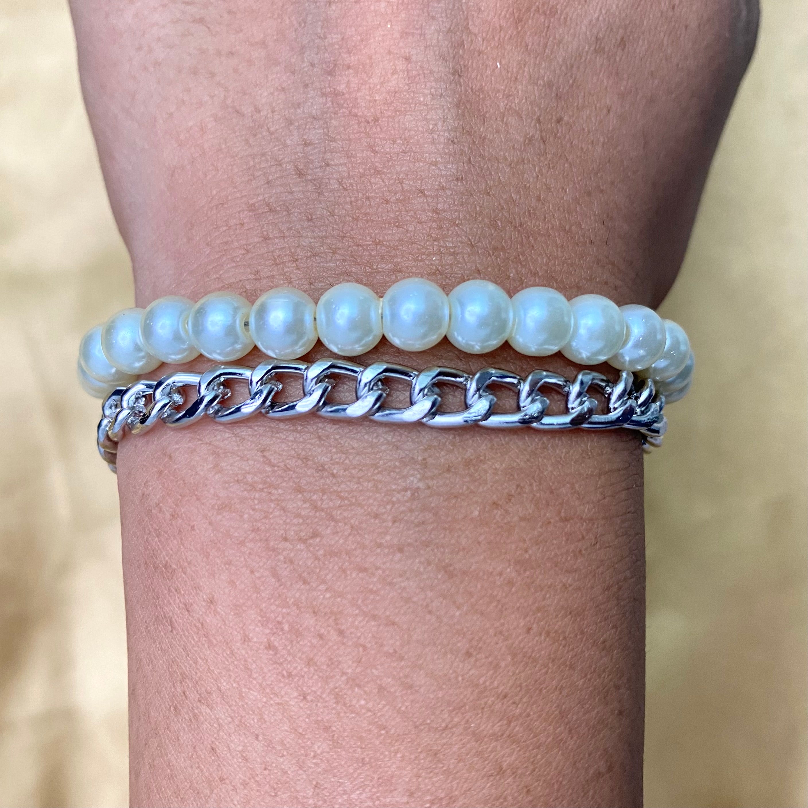 Double Layered Pearl Chain Bracelet– Oralia India