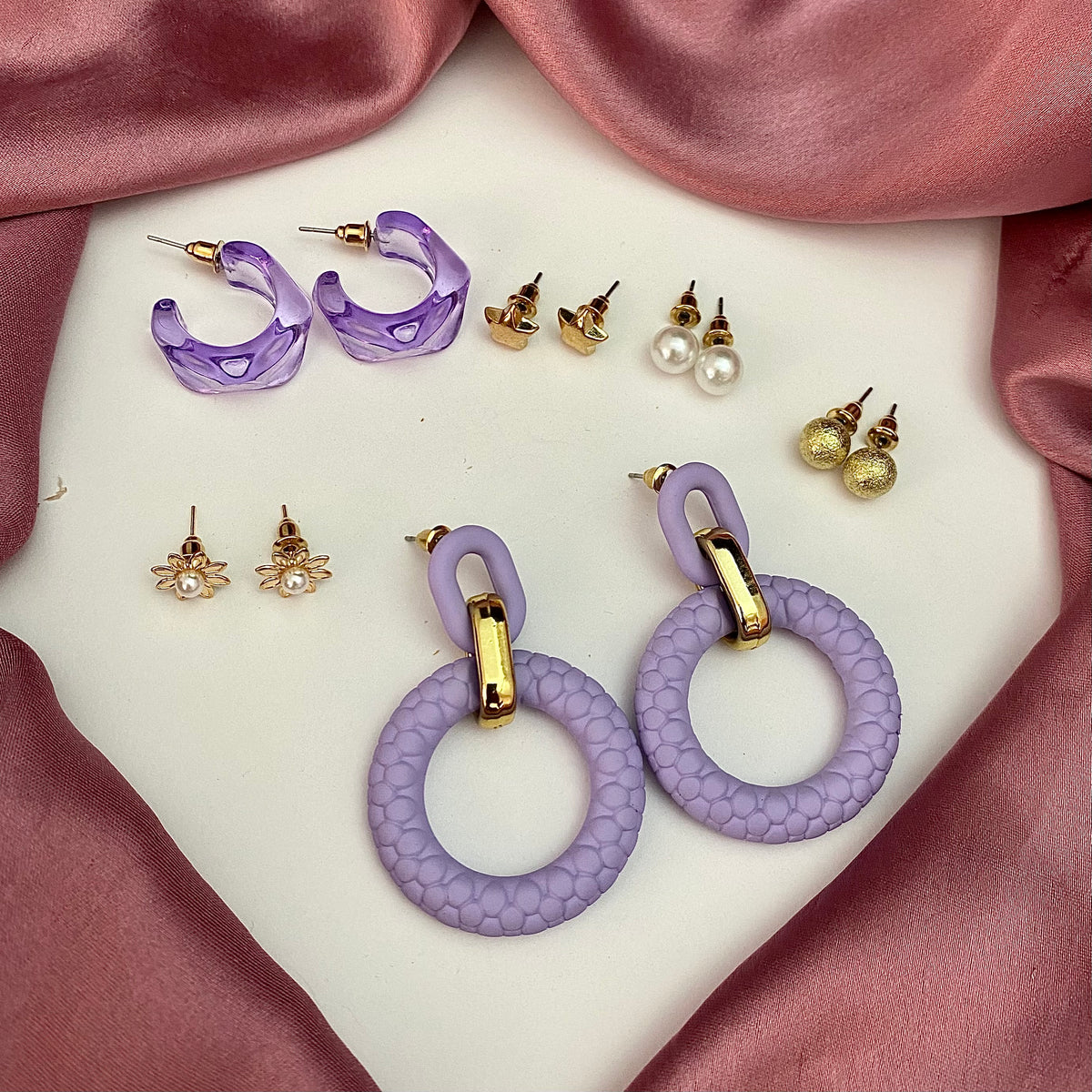 Oralia Lavender Pack Of 6 Earring Card– Oralia India
