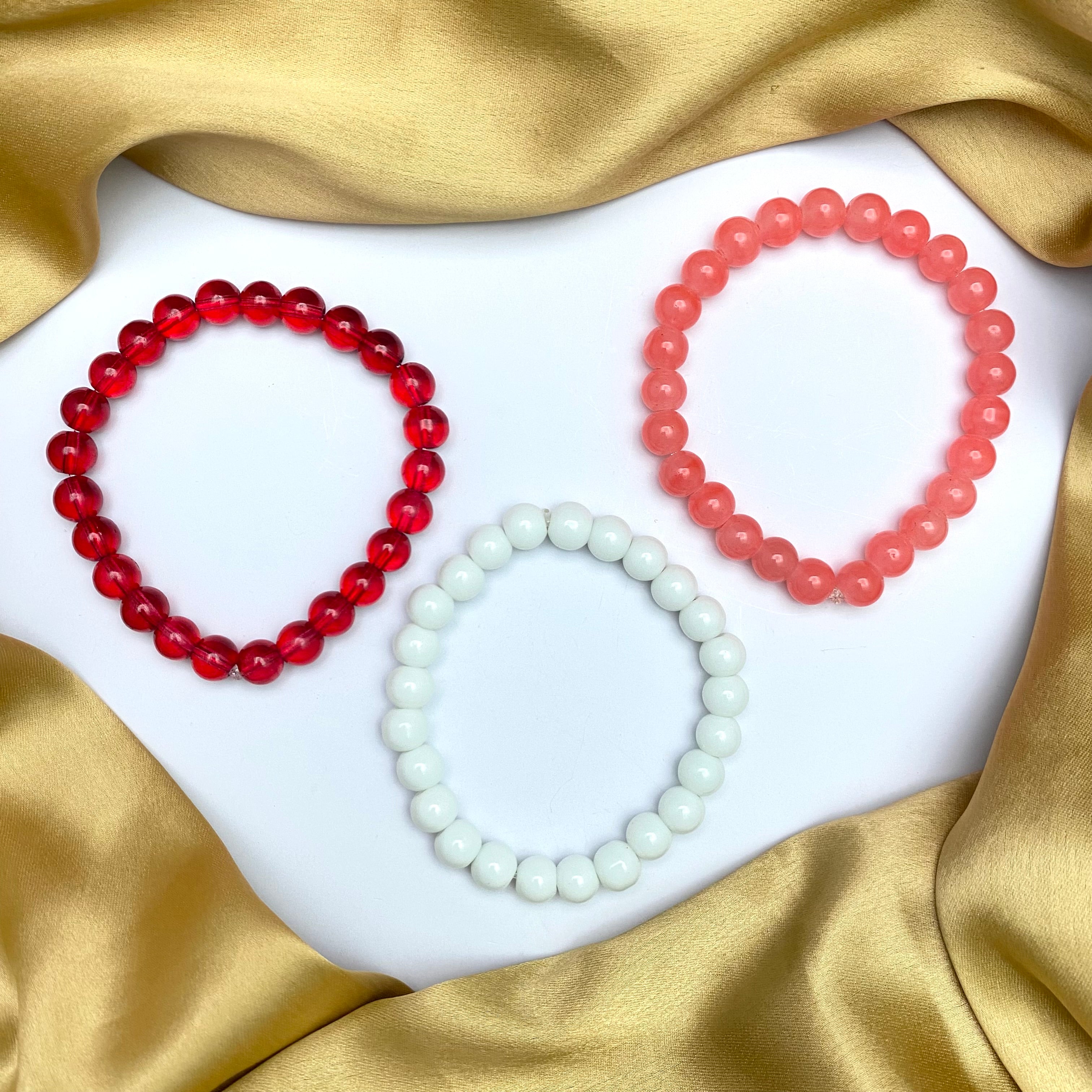 Pack Of 3 Adjustable Glass Bead Friendship Bracelets Combo– Oralia India