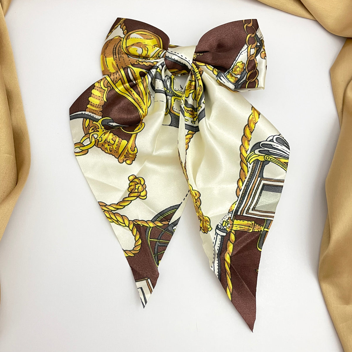 Oralia Cute Brown & Cream Printed Bow Hair Clip– Oralia India