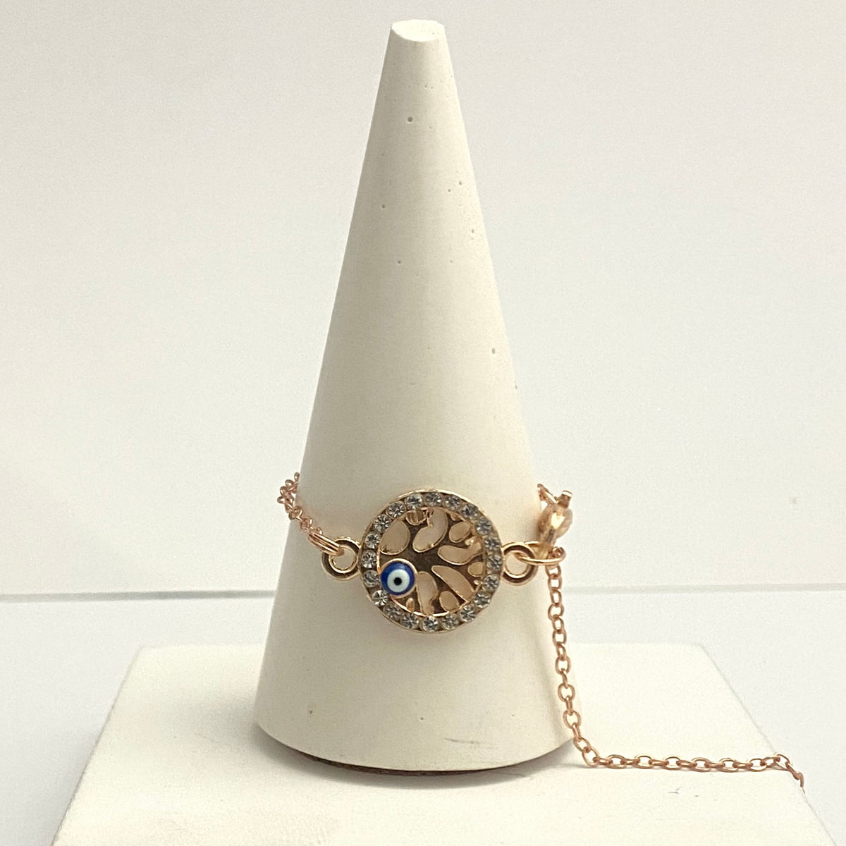 Stone Studded Tree Of Life Evil Eye Watch Charm– Oralia India