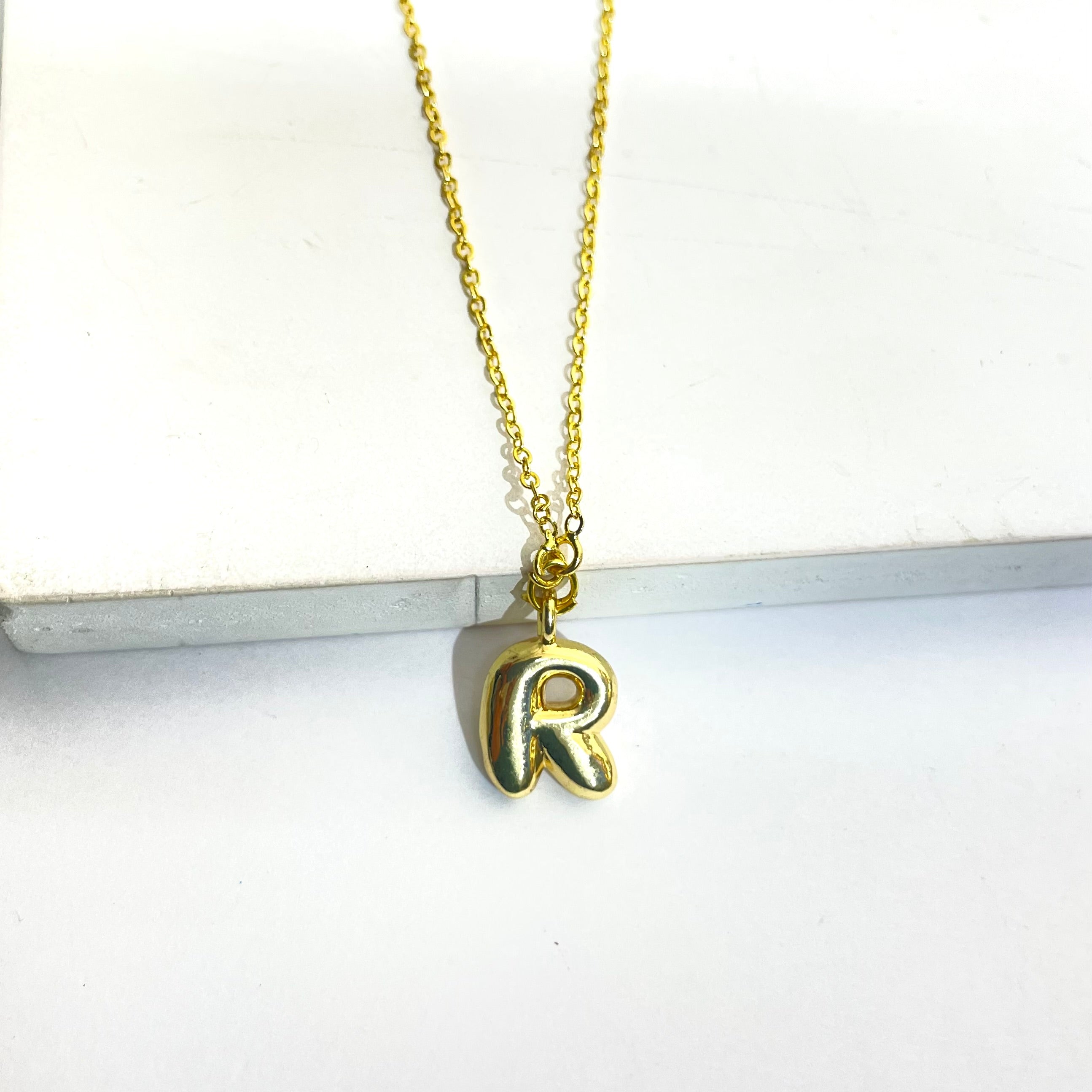 Golden Waterproof R Initial Pendant Necklace for Women– Oralia India
